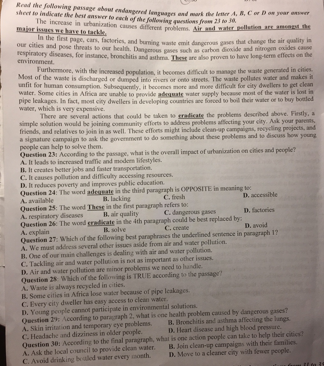 Question 23: According to the passage, what | StudyX