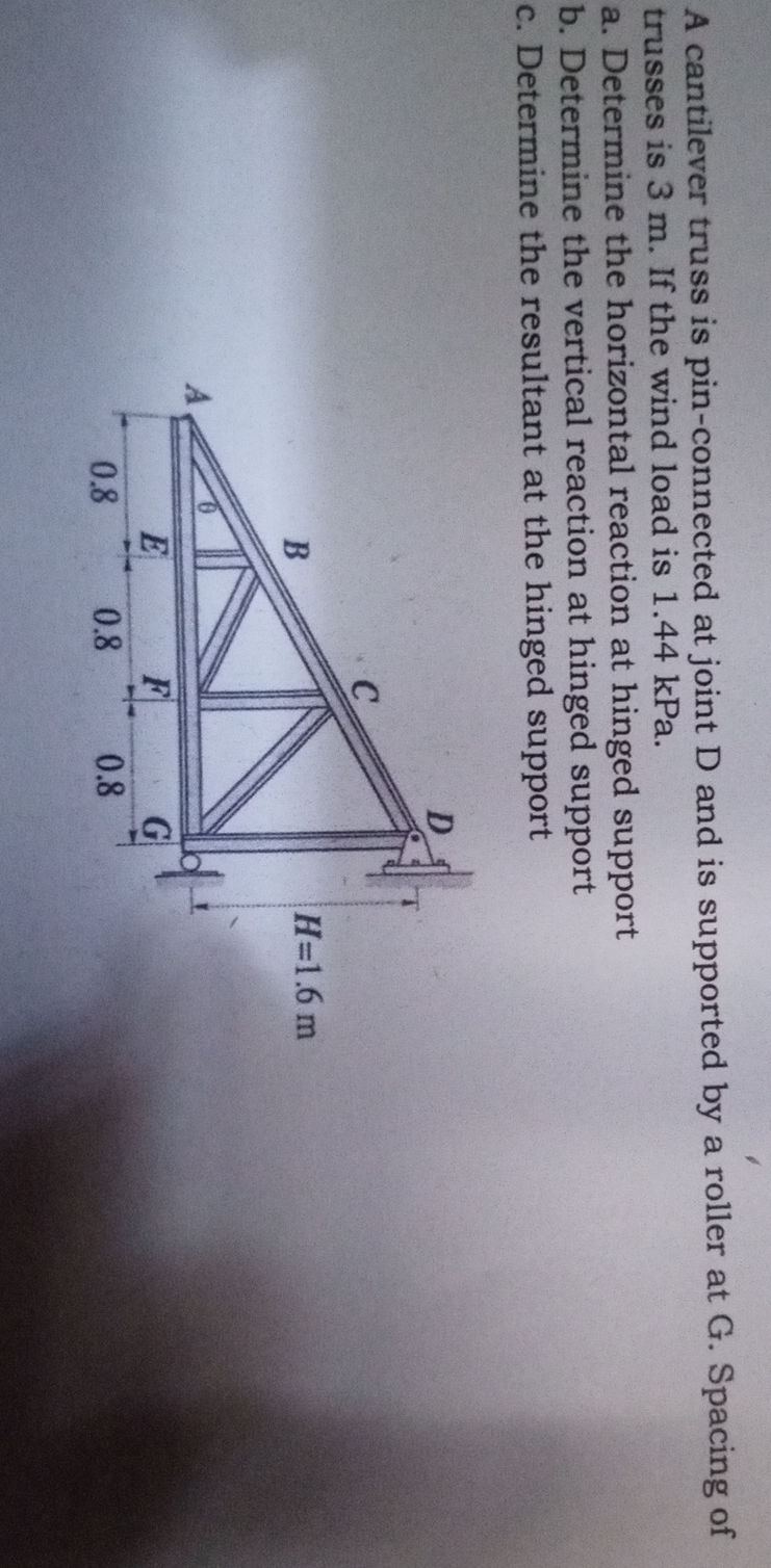 A cantilever truss is pin-connected at joint | StudyX