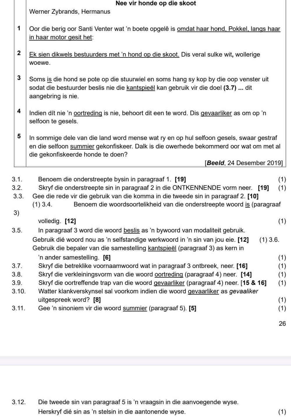 1. Benoem die onderstreepte bysin in | StudyX