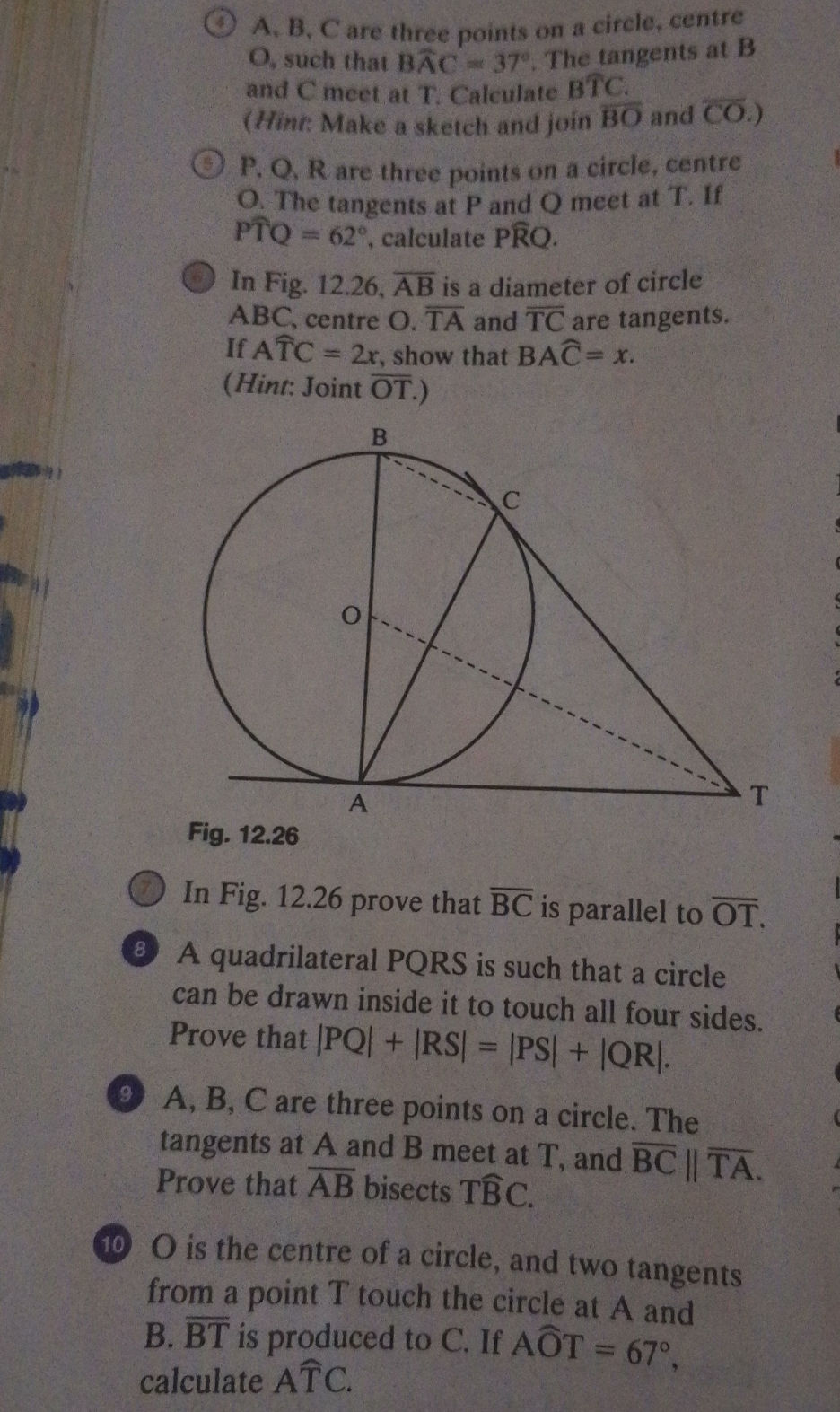 4. A, B, C are three points on a circle, | StudyX