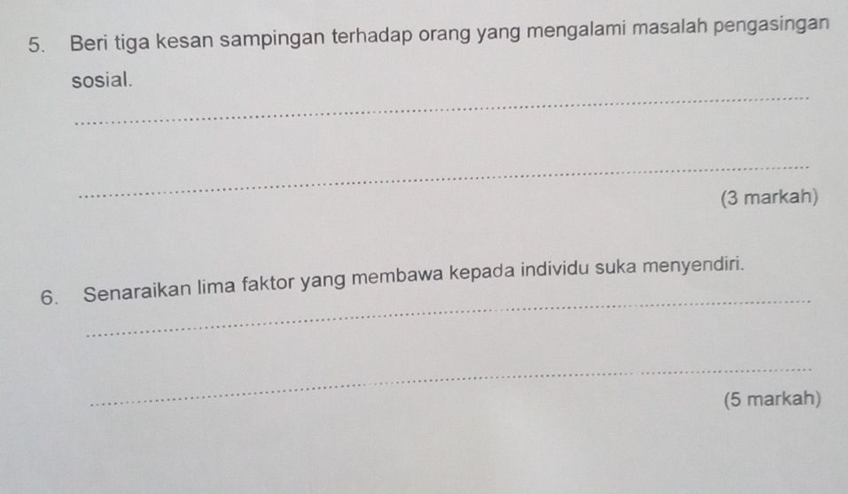 5. Beri tiga kesan sampingan terhadap orang | StudyX