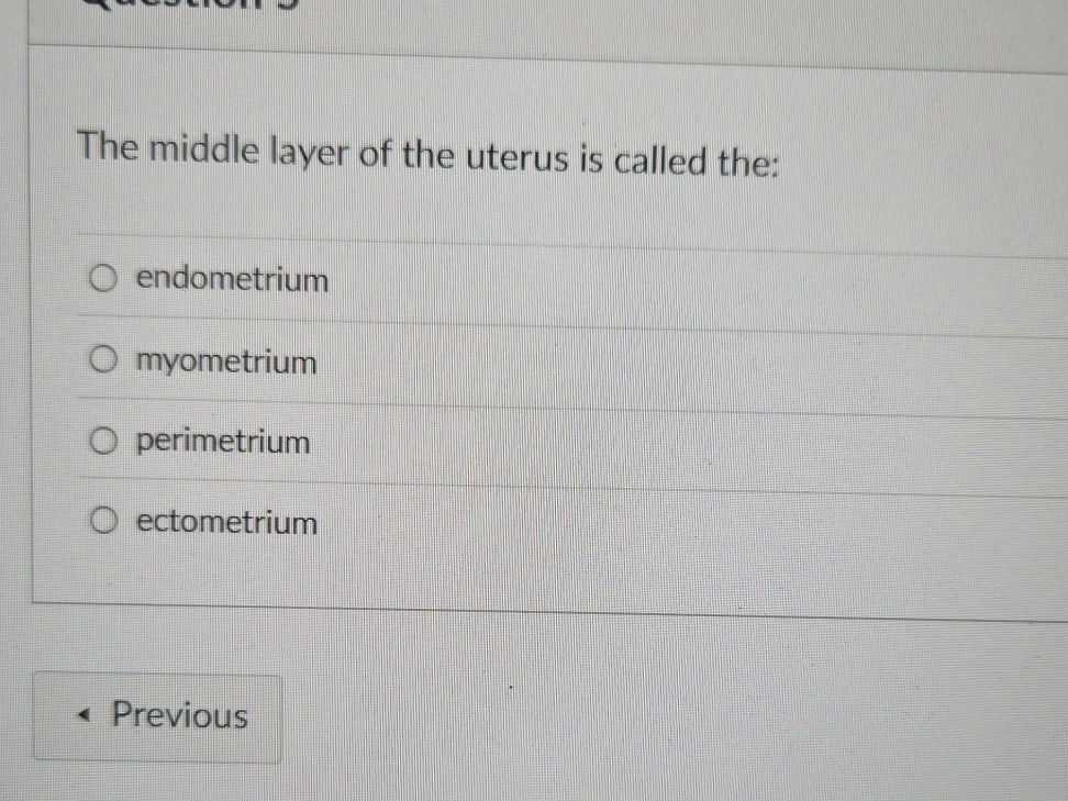 The middle layer of the uterus is called | StudyX