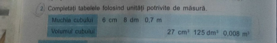 2) Completați tabelele folosind unități | StudyX