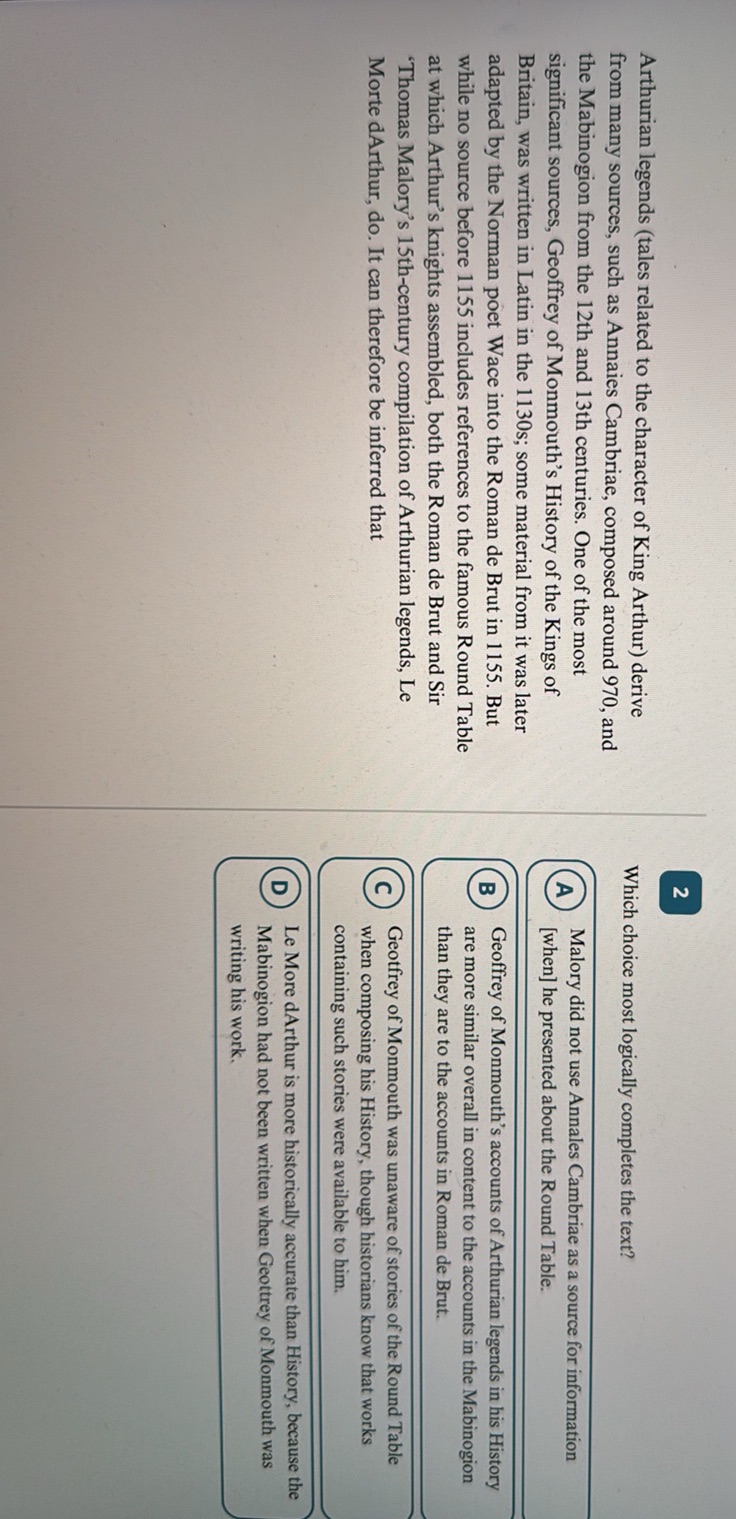 Which choice most logically completes the | StudyX