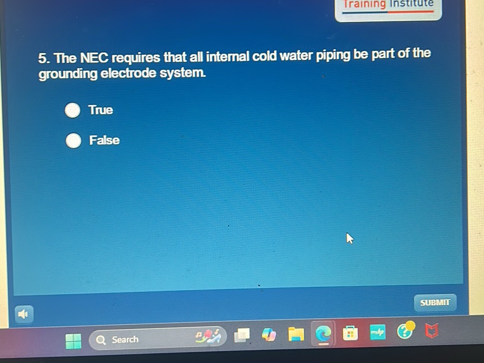 5. The NEC requires that all internal cold | StudyX