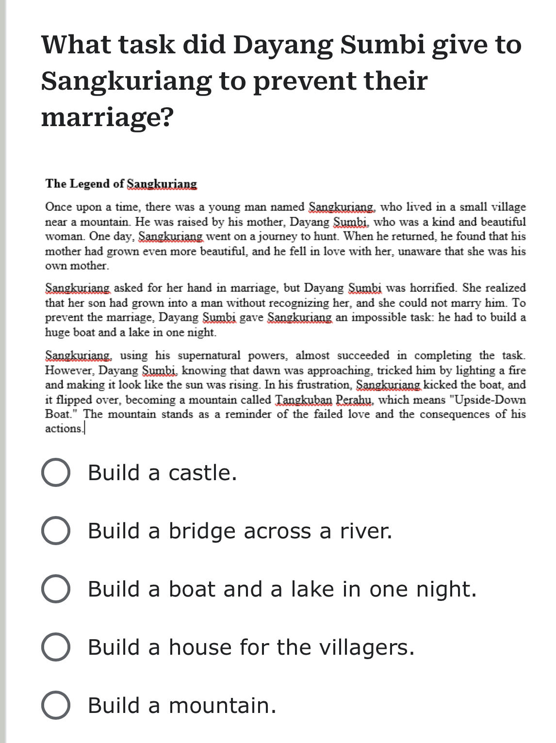 What task did Dayang Sumbi give to | StudyX