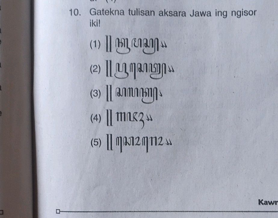 10. Gatekna tulisan aksara Jawa ing ngisor | StudyX
