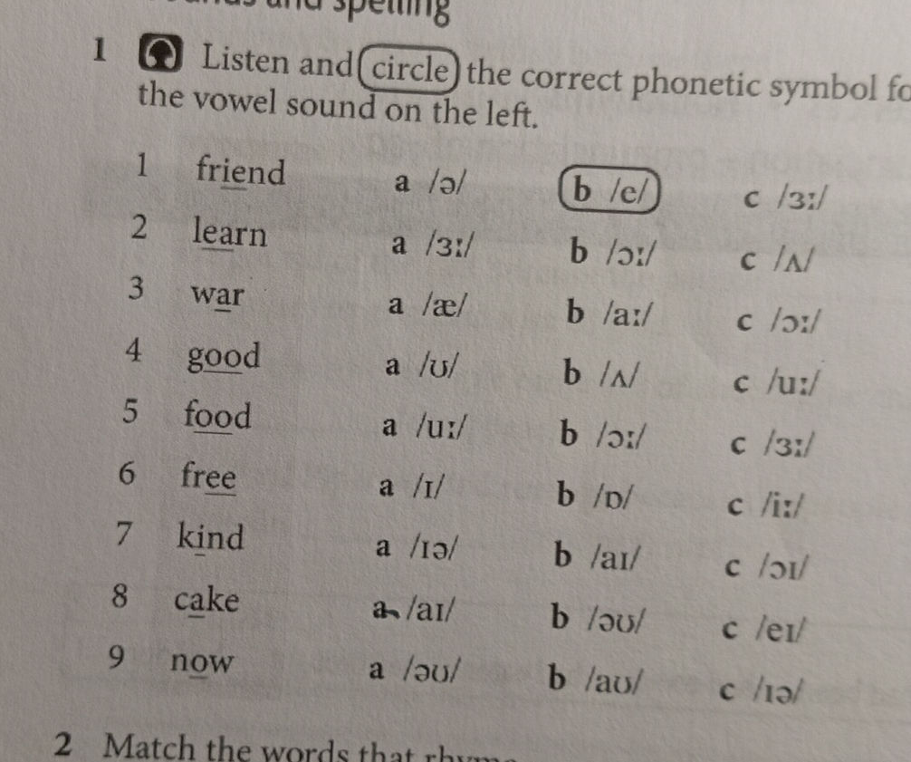 1 Listen and circle the correct phonetic | StudyX