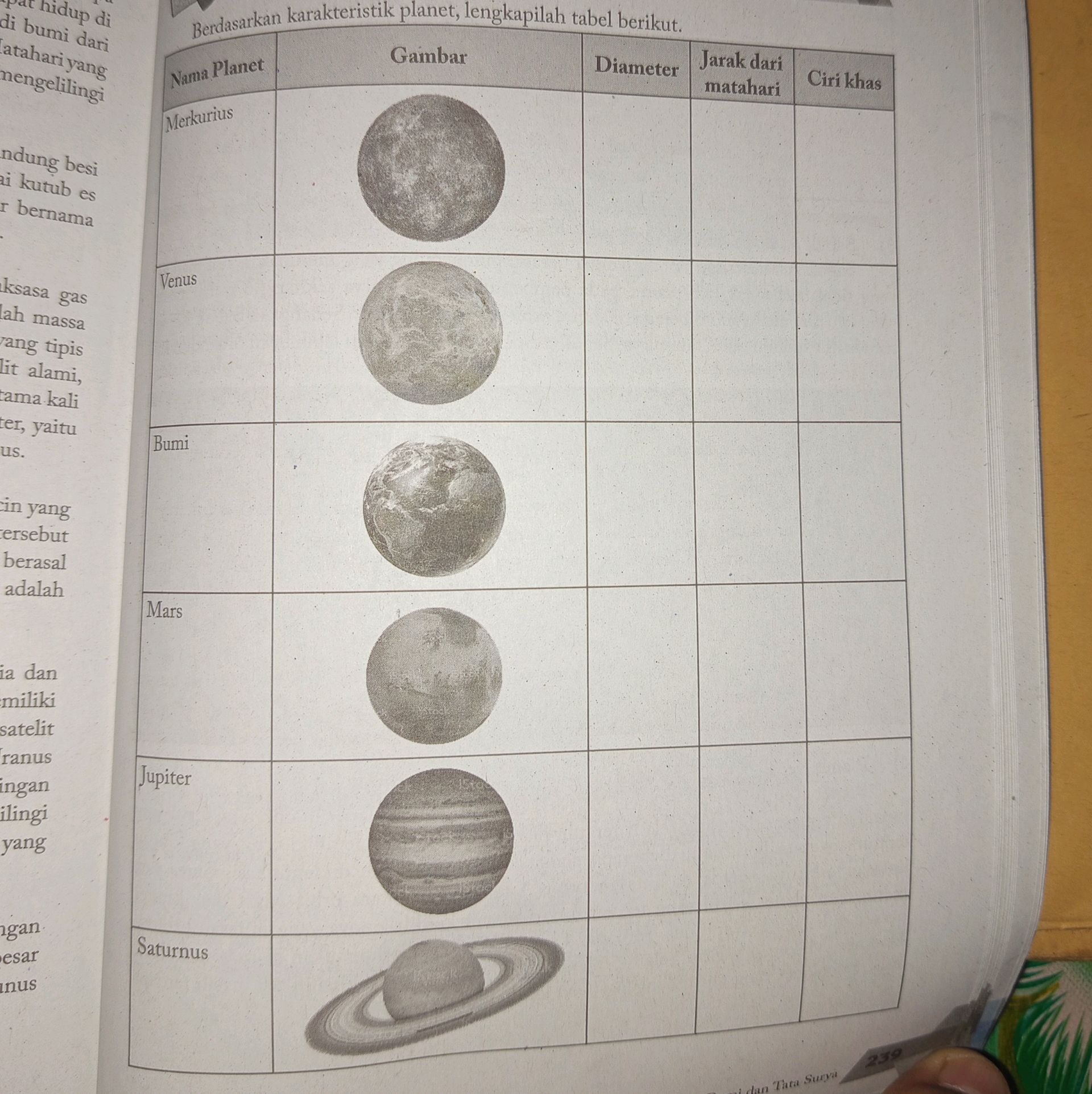 Berdasarkan karakteristik planet, | StudyX