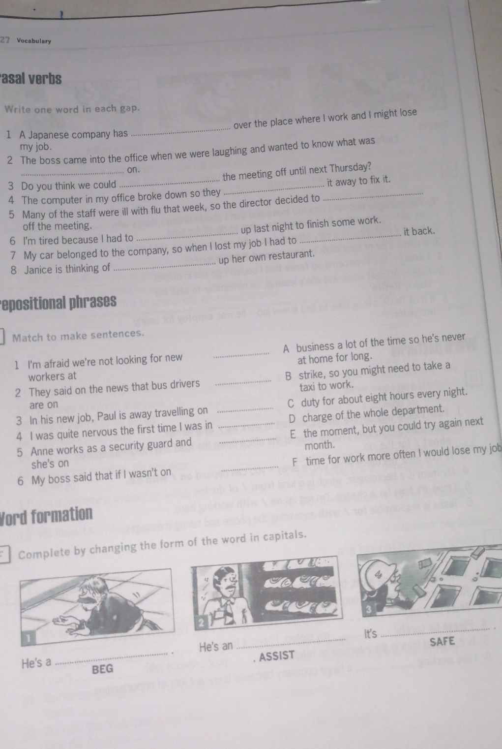 Phrasal verbs Write one word in each | StudyX