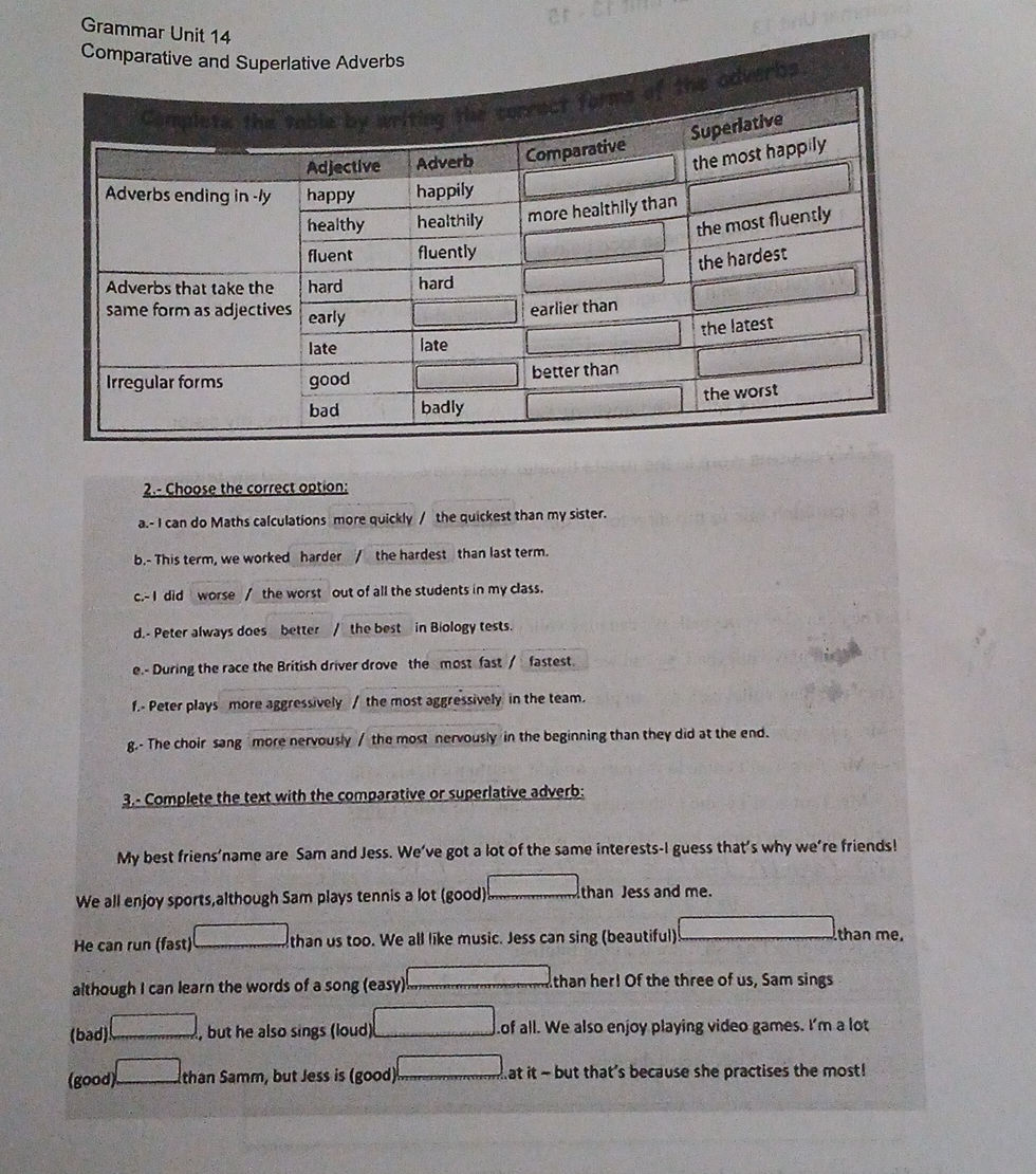 Grammar Unit 14 Comparative and Superlative | StudyX