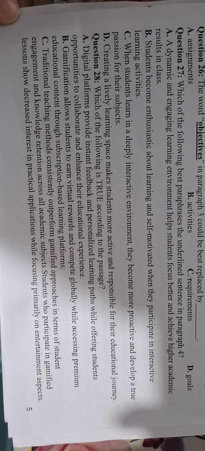 Question 26: The word "objectives" in | StudyX