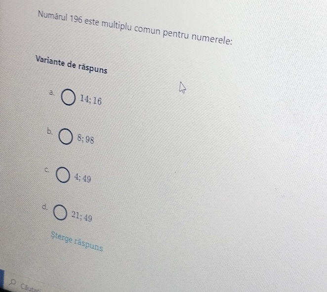 Numărul 196 este multiplu comun pentru | StudyX