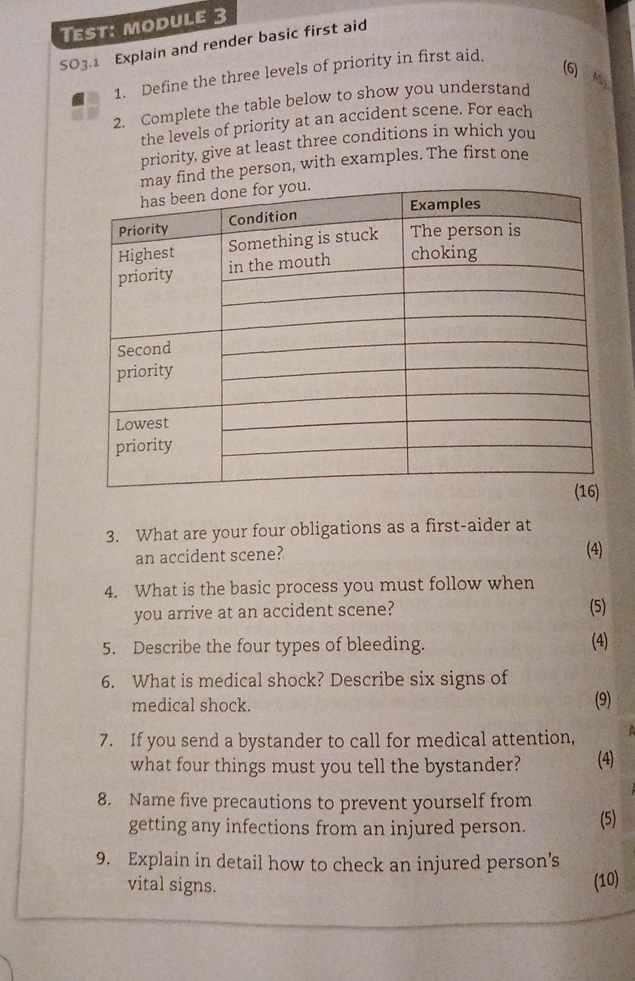 1. Define the three levels of priority in | StudyX