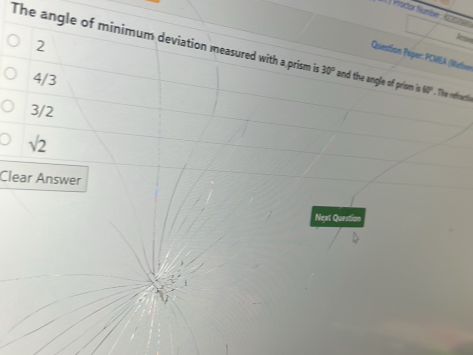The angle of minimum deviation measured with | StudyX