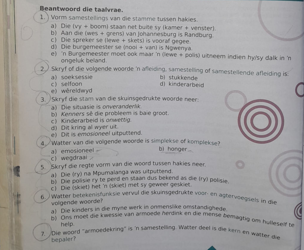1. Vorm samestellings van die stamme tussen | StudyX