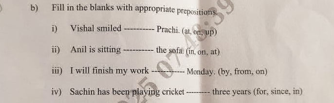 b) Fill in the blanks with appropriate | StudyX