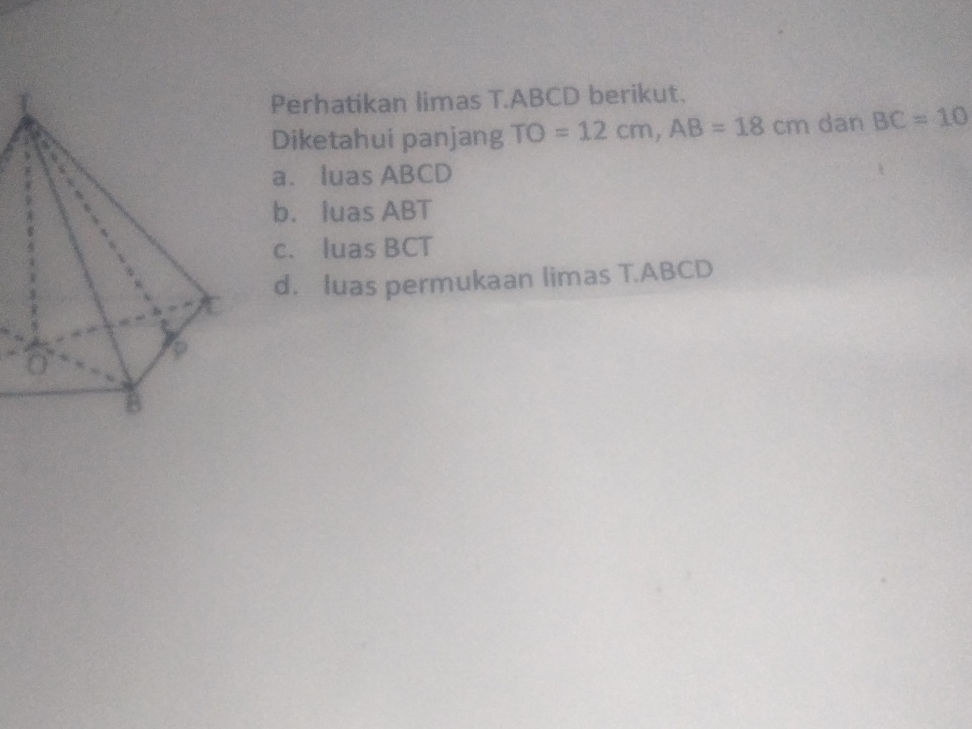 Perhatikan limas T.ABCD berikut. Diketahui | StudyX