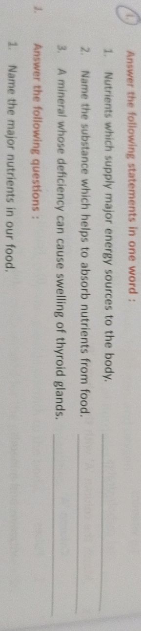 Answer the following statements in one word | StudyX