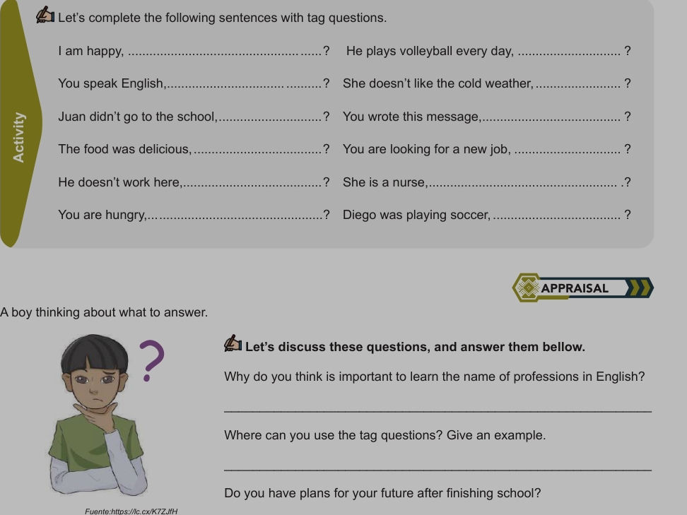 Let's complete the following sentences with | StudyX