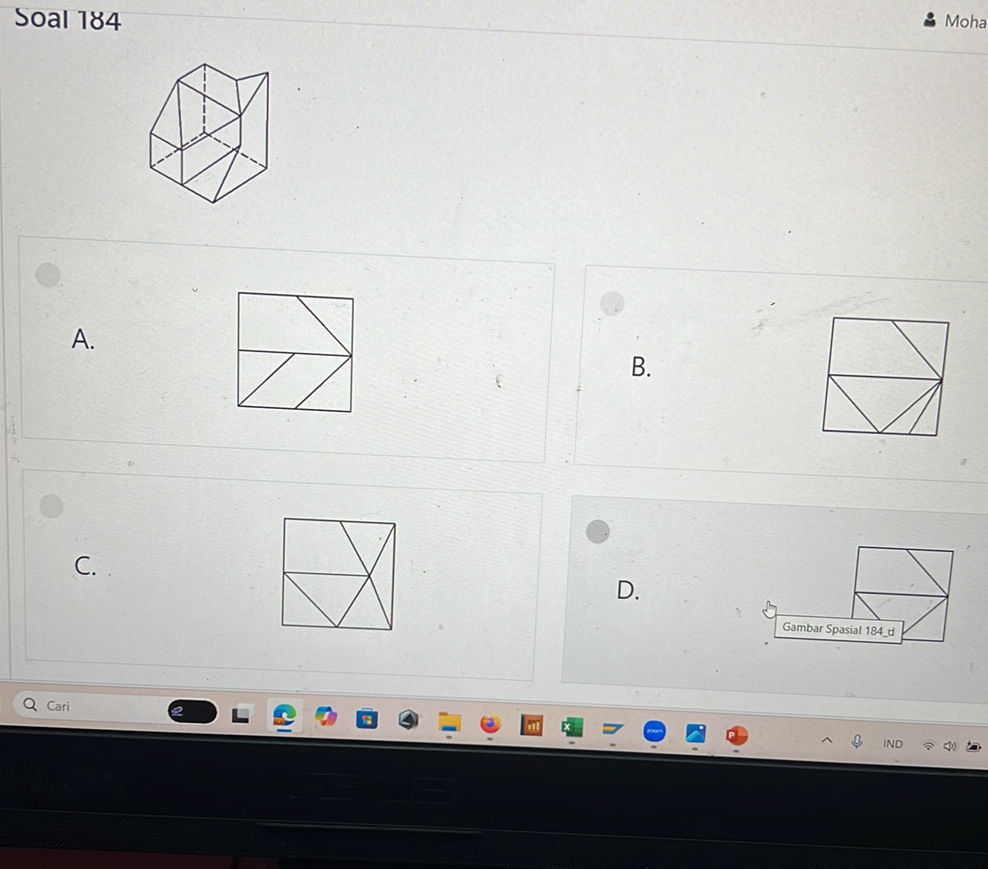 A 3D shape is shown, followed by four 2D | StudyX