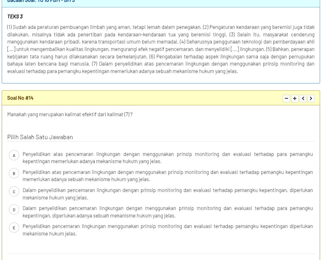 Manakah yang merupakan kalimat efektif dari | StudyX