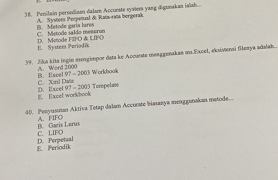 38. Penilain persediaan dalam Accurate | StudyX