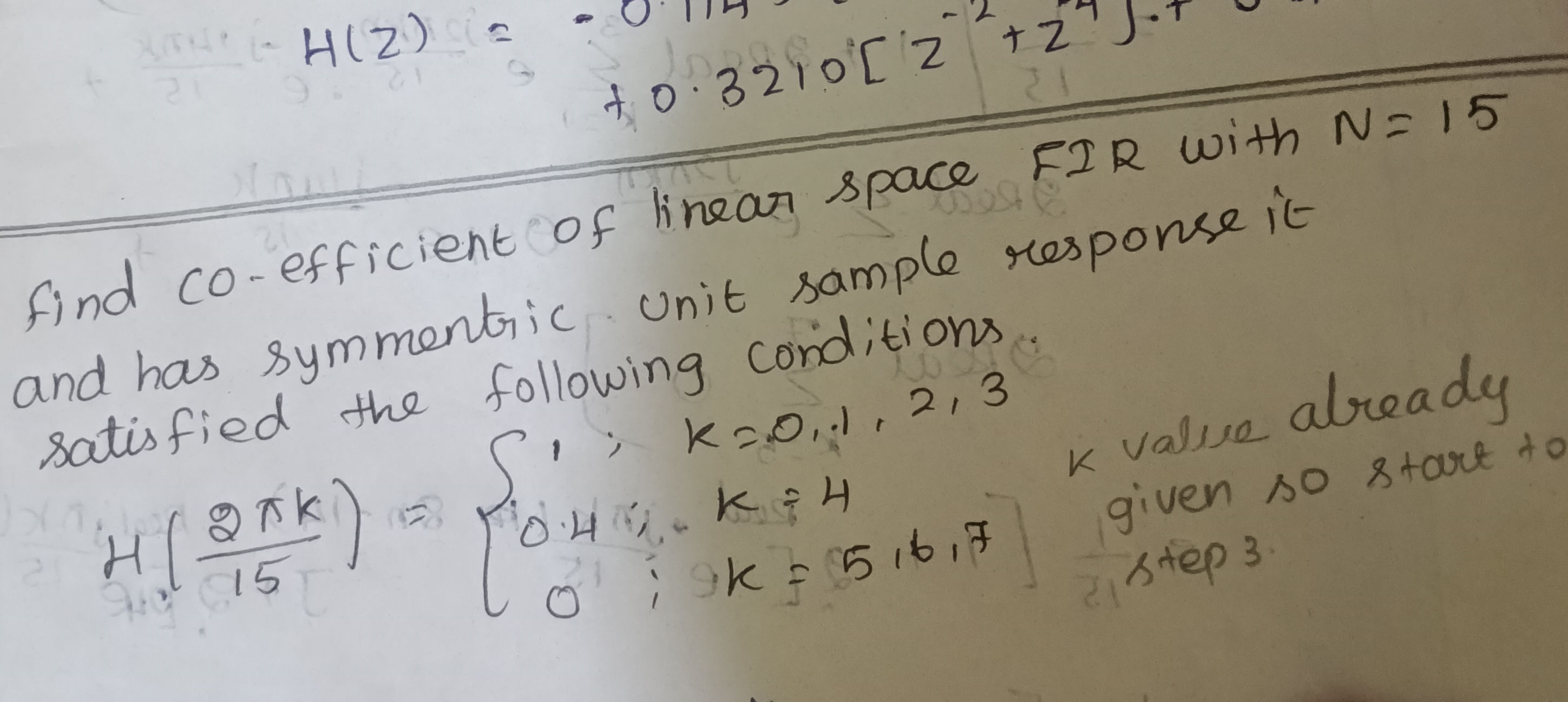 Find co-efficient of linear space FIR with N | StudyX