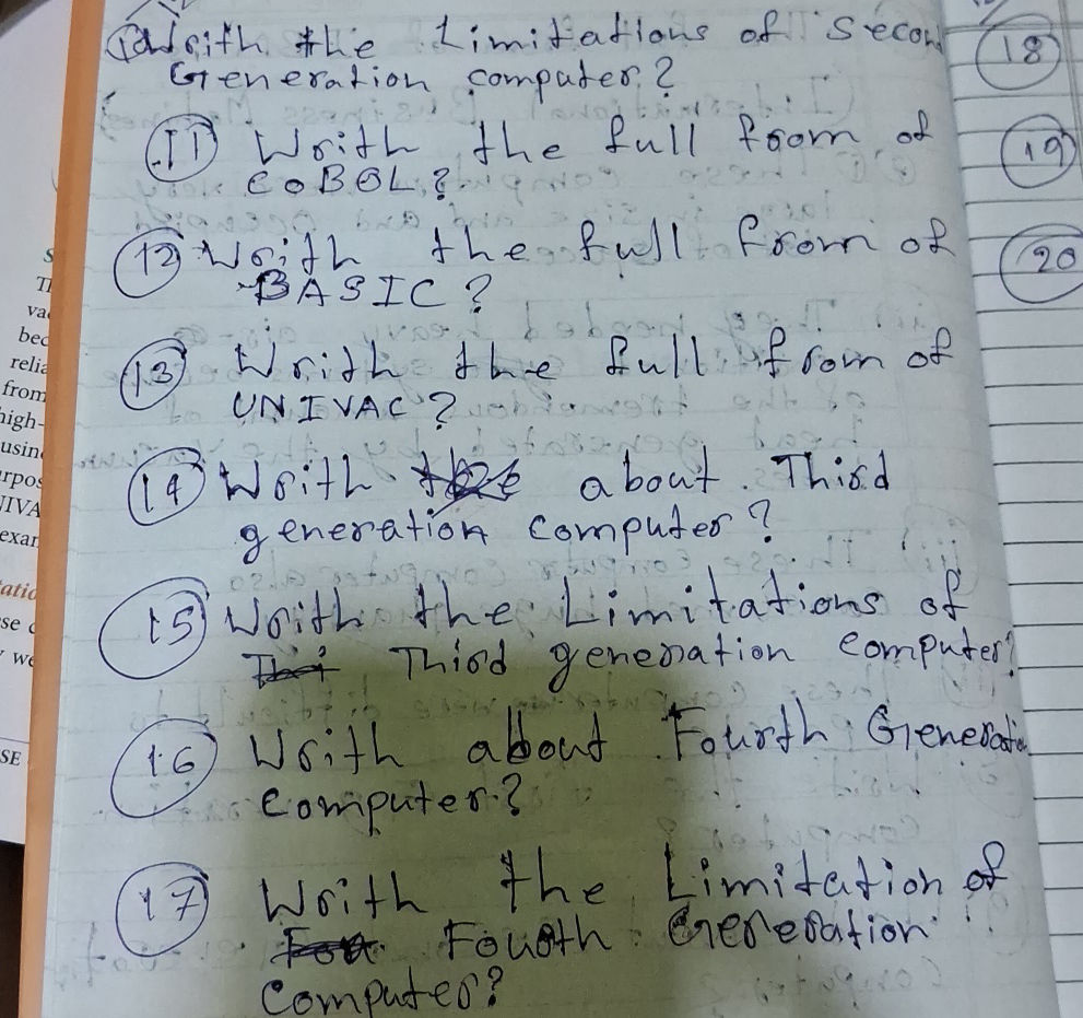 (10) Write the Limitations of Second | StudyX