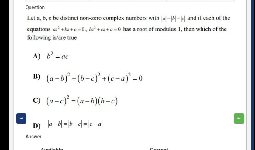 Let a, b, c be distinct non-zero complex | StudyX