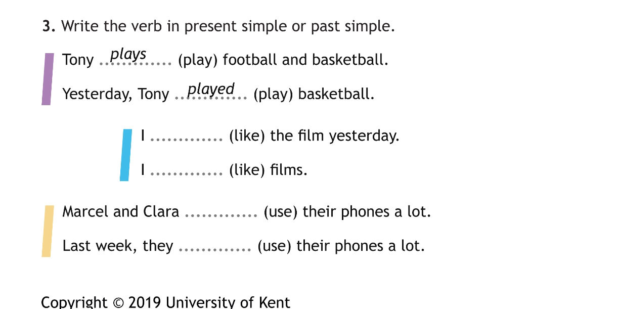 3. Write the verb in present simple or past | StudyX