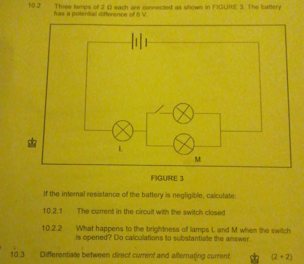 Three lamps of 2 $ $ each are connected as | StudyX