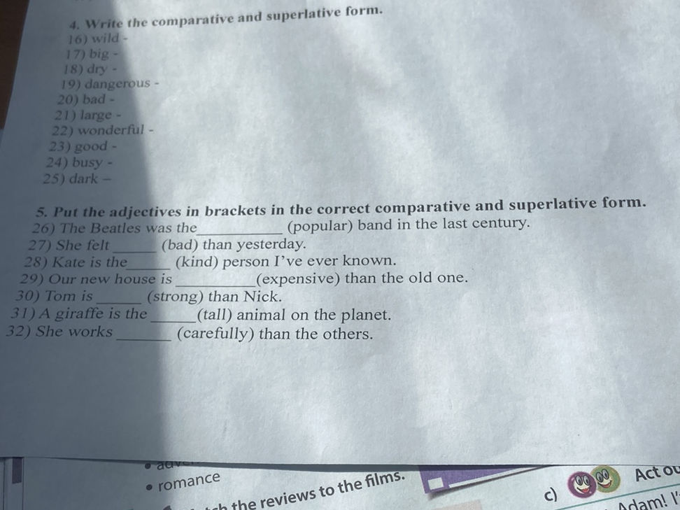 4. Write the comparative and superlative | StudyX