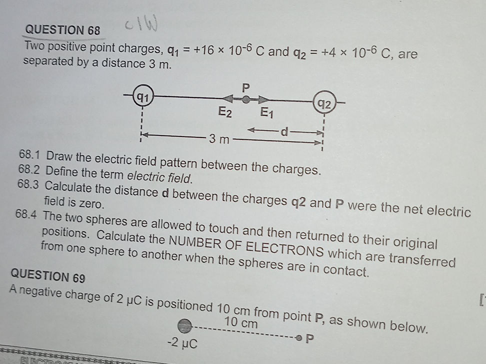 QUESTION 68 Two positive point charges, $q_1 | StudyX