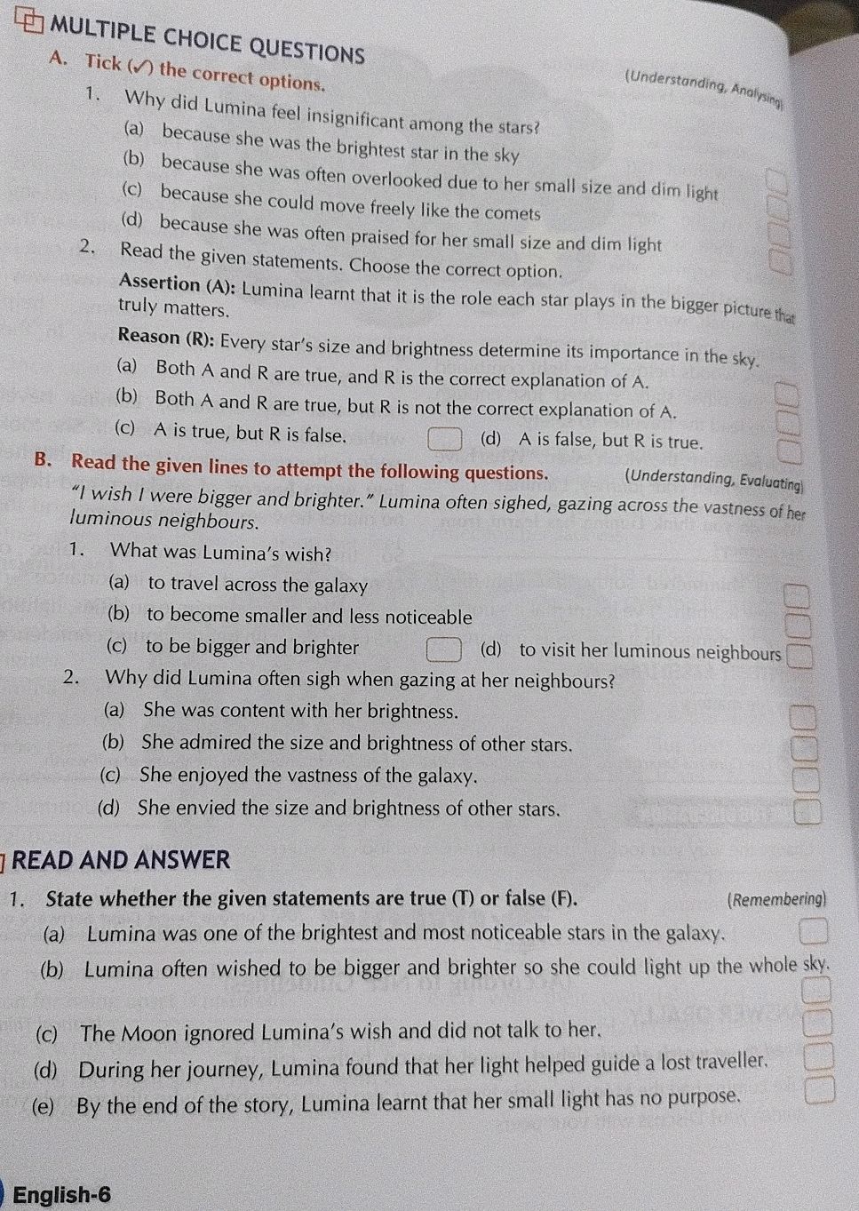 MULTIPLE CHOICE QUESTIONS A. Tick ( ) the | StudyX