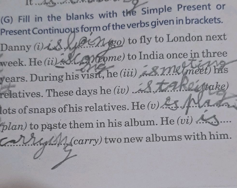 (G) Fill in the blanks with the Simple | StudyX