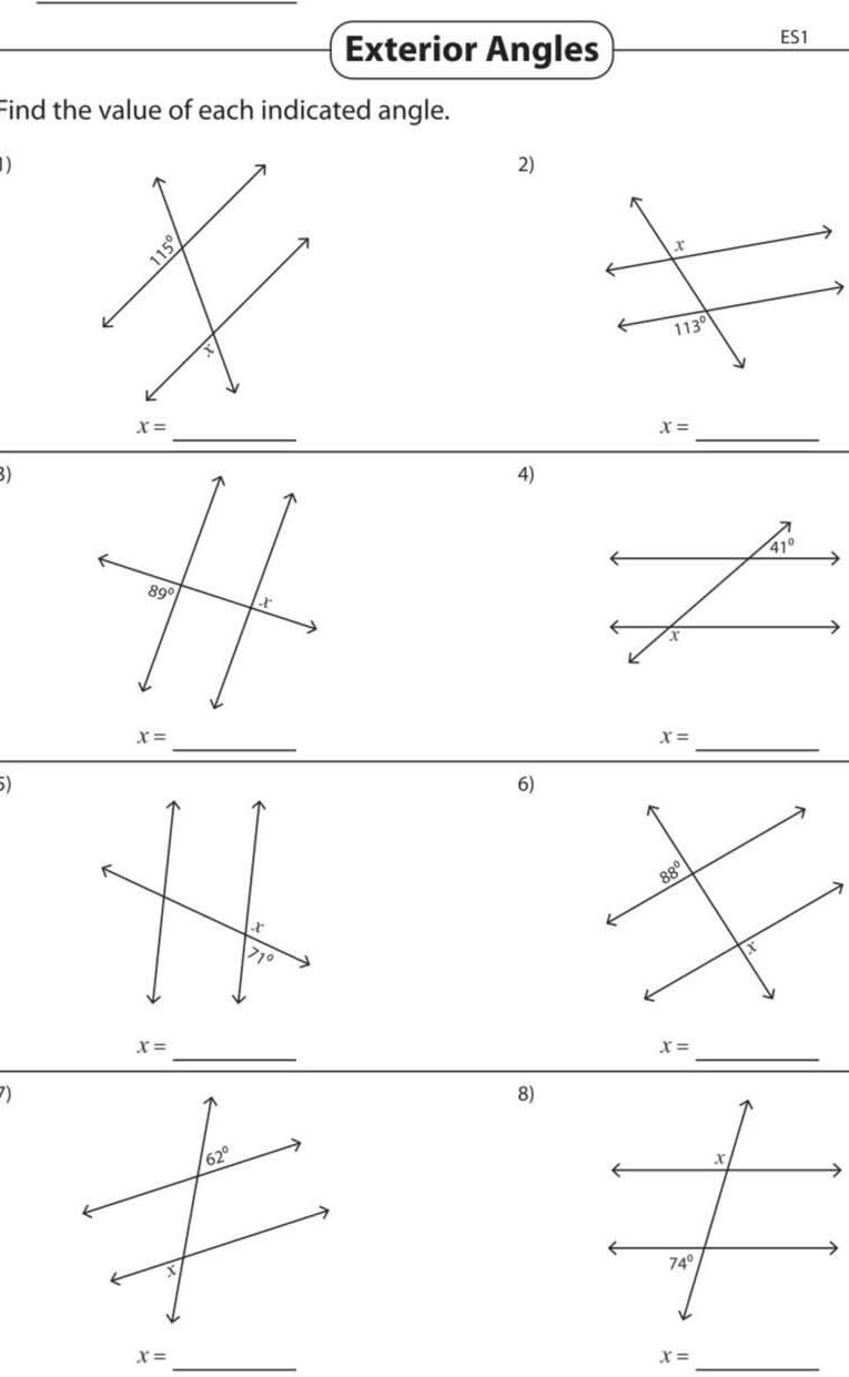 Find the value of each indicated angle. 1) | StudyX