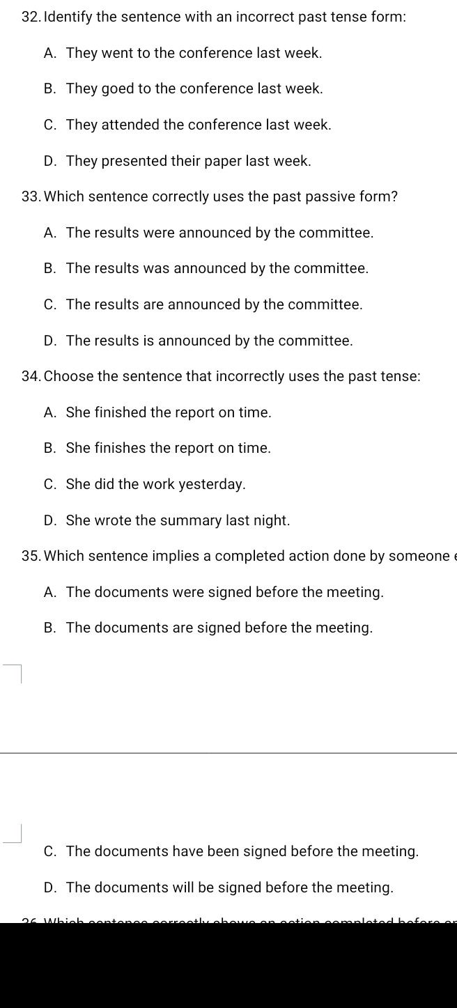 32. Identify the sentence with an incorrect | StudyX