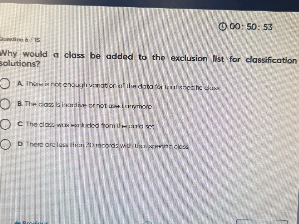 Why would a class be added to the exclusion | StudyX