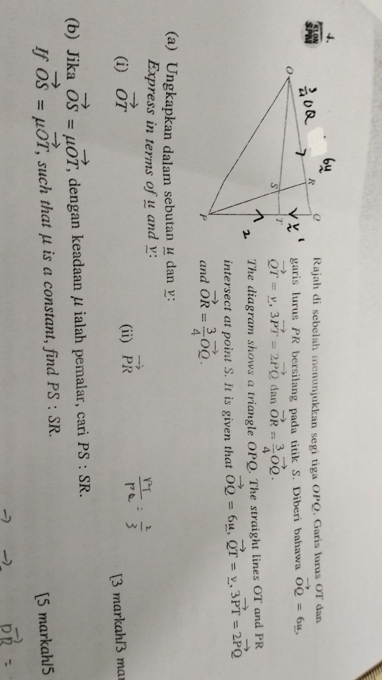 Rajah di sebelah menunjukkan segi tiga OPQ. | StudyX