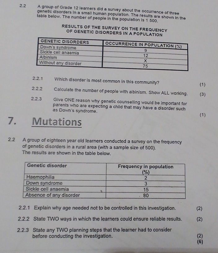 2.2 A group of Grade 12 learners did a | StudyX