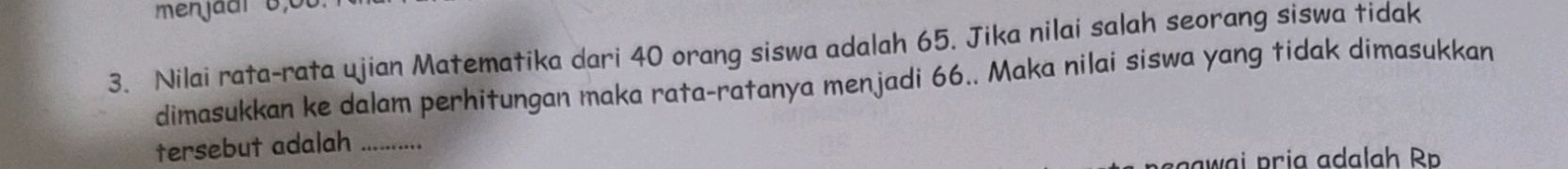 3. Nilai rata-rata ujian Matematika dari 40 | StudyX