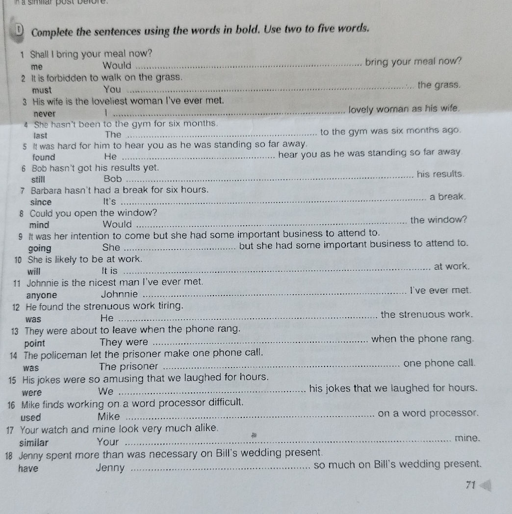 Complete the sentences using the words in | StudyX