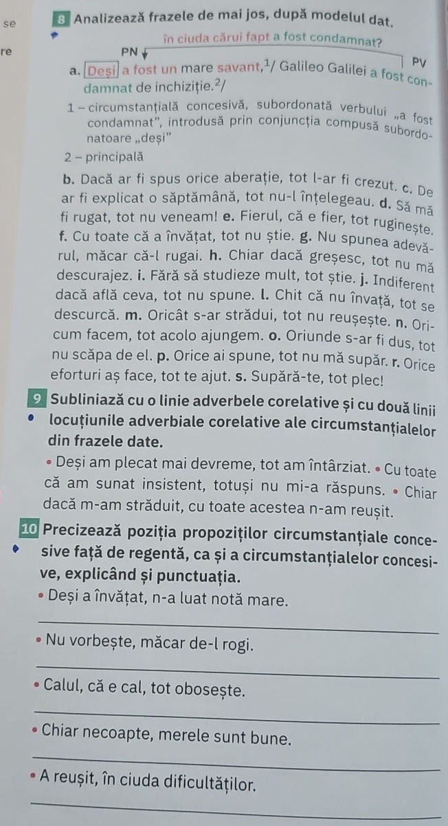 8. Analizează frazele de mai jos, după | StudyX