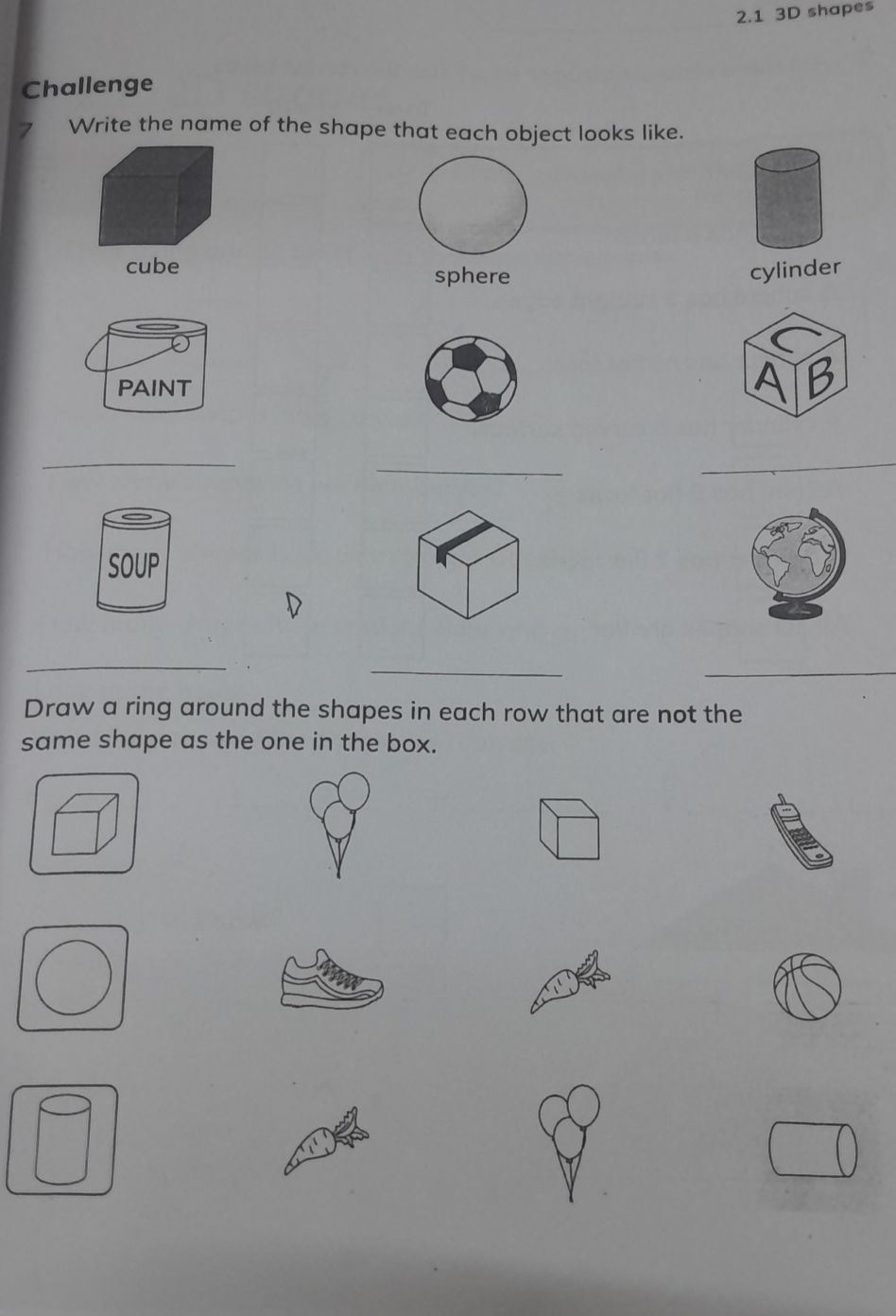 Write the name of the shape that each object | StudyX