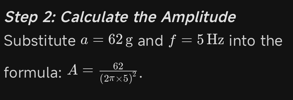 Step 2: Calculate the Amplitude Substitute | StudyX