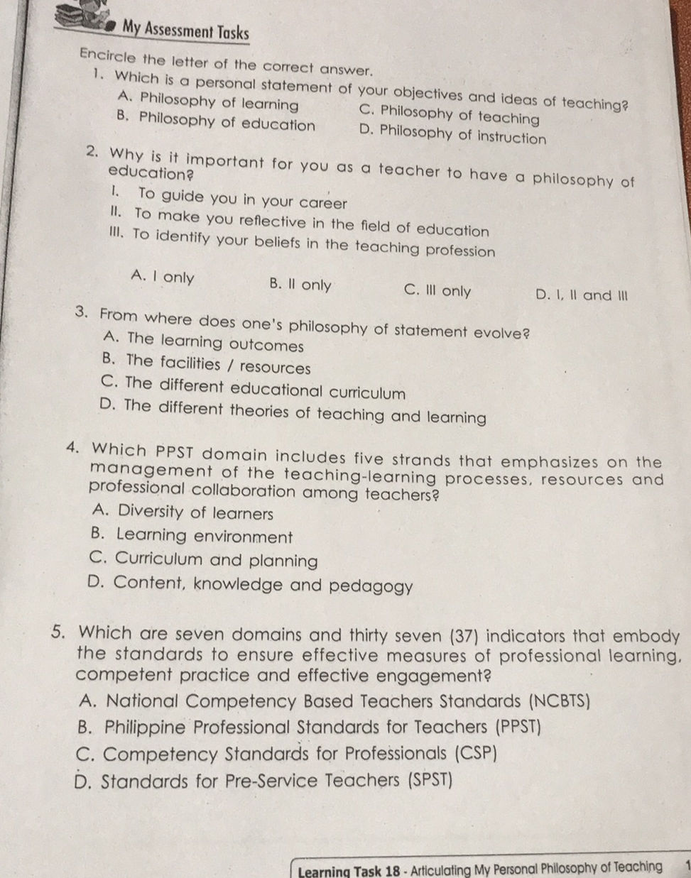 Encircle the letter of the correct answer. | StudyX