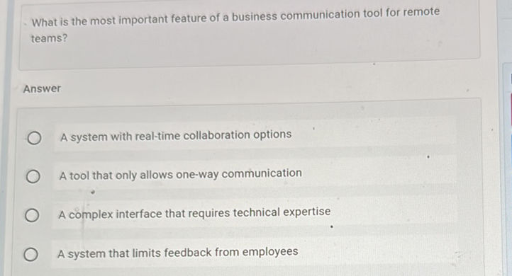 What is the most important feature of a | StudyX