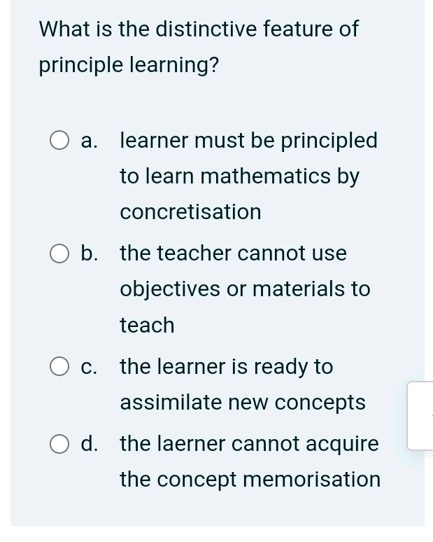 What is the distinctive feature of principle | StudyX