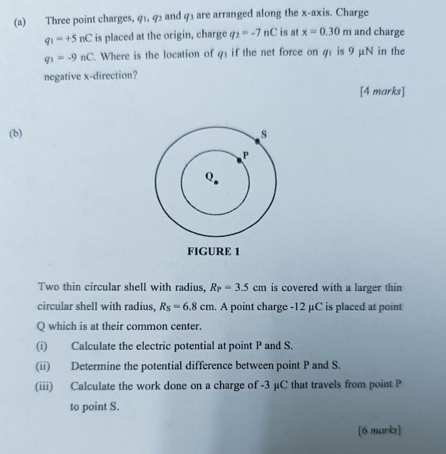 Three point charges, $q_1$, $q_2$ and $q_3$ | StudyX